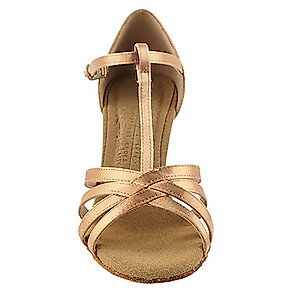 Very Fine Dance Shoes - Ladies Latin, Rhythm, Salsa Ballroom Dance Shoes - S9235-2.5-inch Heel and Foldable Brush Bundle - Tan Satin - 7