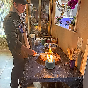 Mavalzy Tabletop Fire Pit, Mini Portable Tabletop Rubbing Alcohol Fireplace Table Top Fire Pit Bowl Long Burning Smokeless Indoor Outdoor Mini Fireplace with Extinguisher Gray