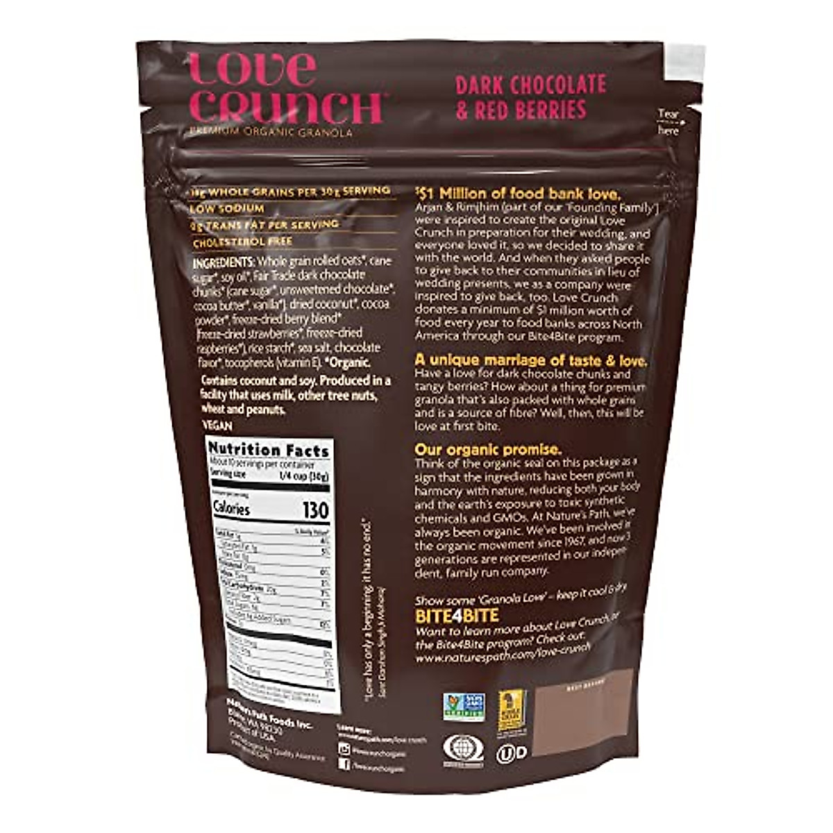 Love Crunch Organic Dark Chocolate and Red Berries Granola, 11.5 Ounce, Non-GMO, Fair Trade, by Nature's Path