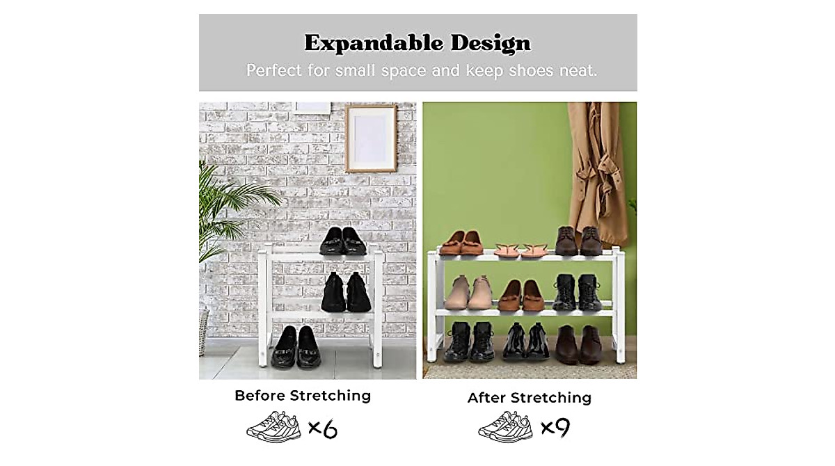 COMAX 2-Tier Expandable Shoe Rack Organizer for Small Spaces