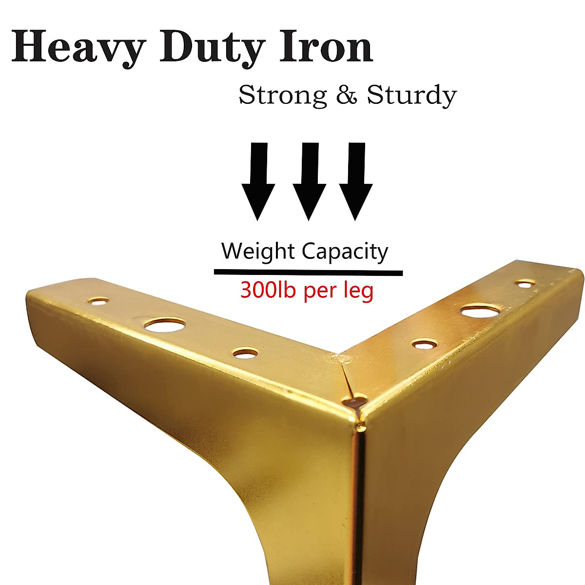 M MIMHOOY 4 Inch Furniture Legs, Set of 4 Metal Furniture Legs Modern Triangle Feet Luxury Gold for Sofa Cabinet Cupboard Couch Chair Ottoman