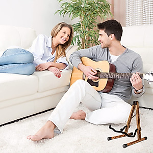 SNIGJAT Wood Guitar Stand, Acoustic Guitar Stand with Padded Foam, Classical Electric Guitar Stand, A-Frame Folding Bass Guitar Display Stand Compatible with Cello, Mandolin, Bass, Banjo, Ukulele