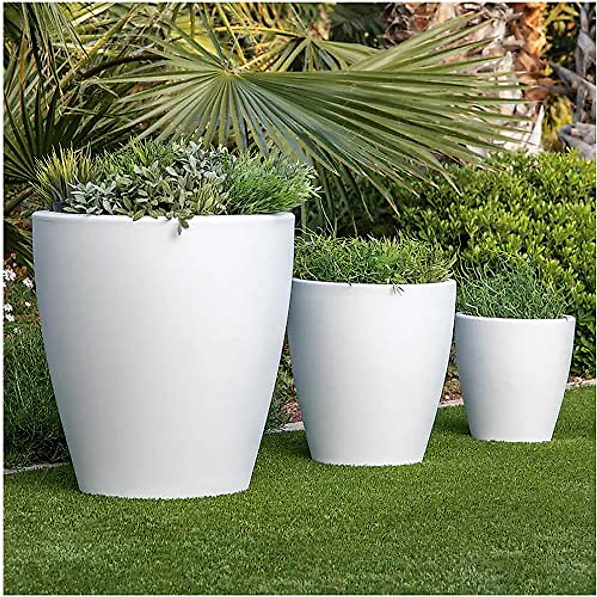 Elly Décor 12 inch Garden Planter Pot with Drainage, Large Round Modern ...