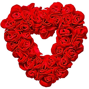 WILLBOND 2 Pack 12 Inch Heart-Shaped Wire Wreath Rings Garden Heart Dark Green Metal Wreath Frame with 115ft Green Flexible Paddle Wire Florists Wire for New Year Valentines Home Party Decoration