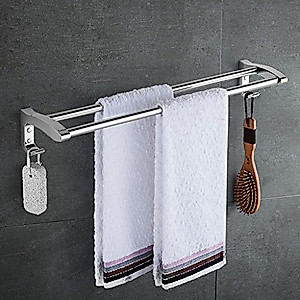 OMOONS Wall Mounted Bathroom Fittings Double Thicken Towel Shelf,Stainless Steel Towel Bar/50Cm