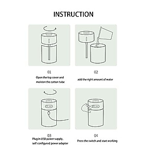 Mini Humidifier, USB Power Supply, Suitable for Study Room, Bedroom, Baby Room, Office, Car, With 7 Color LED, Air Humidifier, Can Be Used for Facial Moisturizing (Black)