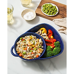 LE TAUCI Chip and Dip Bowls, Anti-Soggy Cereal Bowl, Soup and Side/Cracker Bowls Sets for Breakfast, Soup and Sandwich, Bread Dipping Bowls, Set of 2, Blue