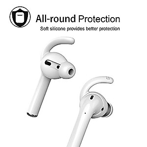 Anti-Slip Earhooks Soft Silicone Skin Compatible with Apple Airpods 2 & 1 Lightweight Sound Quality Enhancement for Headphones Outdoor Activities in-Ear EarHook 2 Pairs White