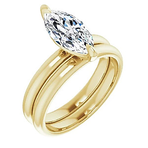 Petite Rings For Women 2 Carat Marquise Cut Moissanite Ring Handmade Gifts 2 Carat Moissanite Ring Colorless Vvs1 10K/14K/18K Solid Yellow Gold