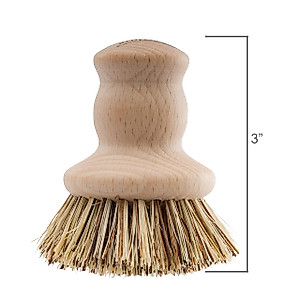 Redecker Pot Brush with Union Fiber Bristles, 2-1/2-inch Diameter, Brown Beechwood Handle, Made in Germany