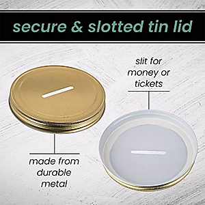 Large Coin Bank Jar with Slotted Gold Lid Holds Over $2,900 in Coins- Mason Money Jar Used for Piggy Bank and Raffle Ticket Drawing - Glass Money Jar Made in USA - Gallon