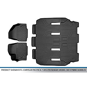 MAXLINER 3 Row Liner Set Black Compatible with 2017-2021 Chrysler Pacifica 7 or 8 Passenger Model (No Hybrid Models) and 2021 Voyager