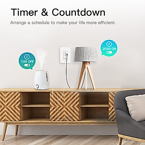 MOES WiFi Smart Outlet Extender Shelf Multi Outlets with 2AC Electrical Socket Splitter Wall Plug Expander with Nightlight Relay Status and Light Mode, 2x1000W, White Removable Shelf