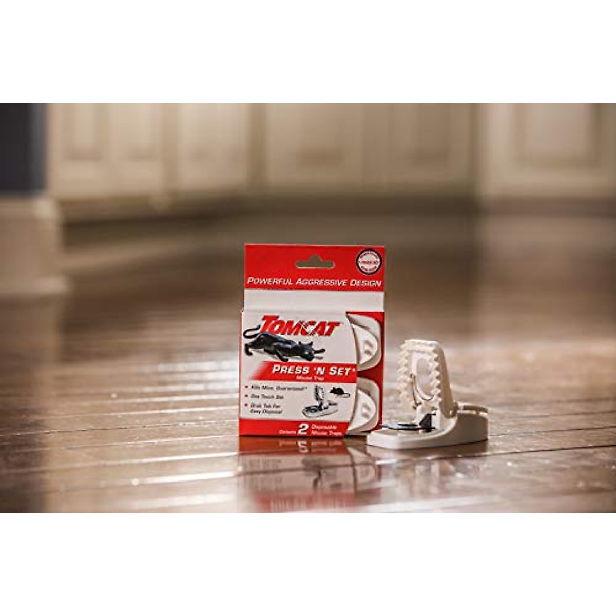 Tomcat Press 'N Set Mouse Trap, Plastic, Spring-Loaded Mouse Killer with Grab-Tab, 2 Traps