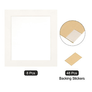 uxcell 9.8" x 11.8" Picture Mat, Core Bevel Cut Frame Mattes Photo Backing Board for 7.8" x 9.8" Photos Pictures Artwork Painting, White 8Pcs