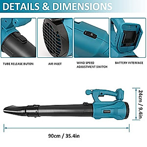 Cordless Leaf Blower with 2 X 5.0 Battery & Charger,460CFM 6 Adjustable Speeds and 2 Adjustable Tubes,Battery Powered Leaf Blower Lightweight for Snow Blowing & Yard Cleaning