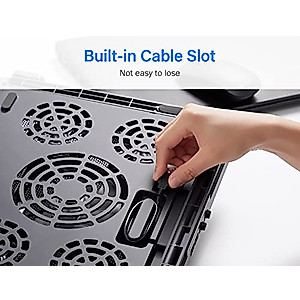 Kootek Laptop Cooling Pad 12"-17" Cooler Pad Chill Mat 5 Quiet Fans LED Lights and 2 USB 2.0 Ports Adjustable Mounts Laptop Stand Height Angle, Blue