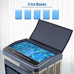 Uthfy 51" Evaporative Air Cooler with 3 Speeds, 8979 CFM Swamp Cooler with 110° Oscillation, Air Conditioner with 36 Gallon Tank, Evaporative Cooler with 5 Ice Packs, Beige (HY-60AI)