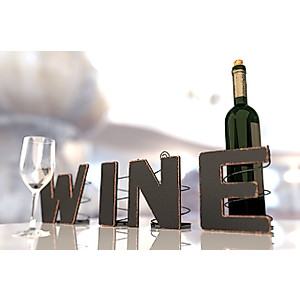 Wine Decor - Metal Wine Bottle Holder - All 4 Letters Wine - Decorative Wine Bottle Holders - Gifts for Wine Lovers - Winery Decor by HouseVines