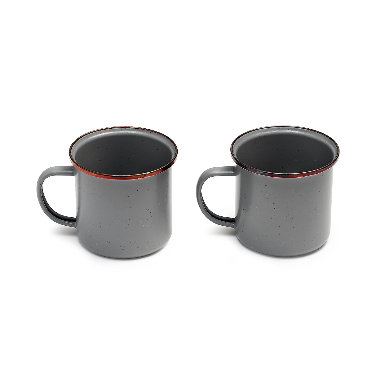 Barebones Enamel Cup - Enameled Steel Mug Set of 2 14-oz - Stainless Steel Rim for Camping and Outdoor Use- Slate Gray