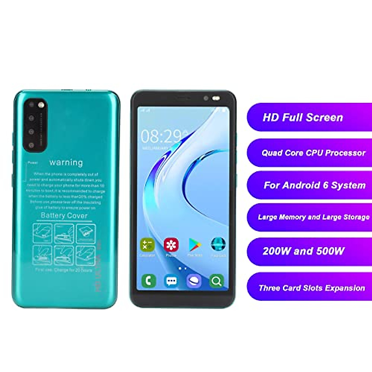 Rino4 Pro Unlocked Android Cellphone, 5.45 inch HD Full Screen SIM Free Unlocked Smartphone, 2G 3G Net Mobile Phone, Face Recognition, 32GB Storage, 2MP 5MP Dual Cameras, 3200mAh Battery(Green)