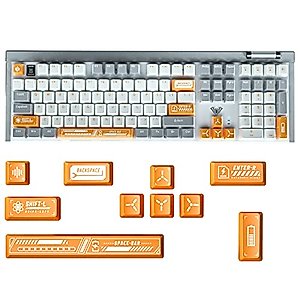 AULA PBT Keycaps, 10 Keys Dye-Sub Custom Keycaps Set for Cherry Gateron MX Switches Mechanical Keyboards, Fashion Cute Keyboard Keycaps (Orange)