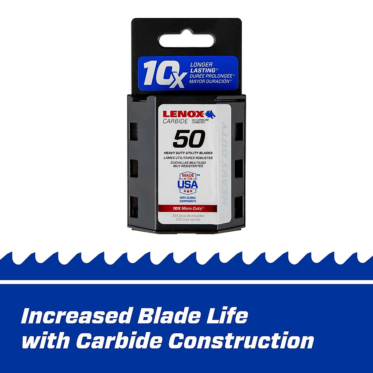 LENOX Utility Knife Blades, Carbide, Replacement Pack, 50 Units (LXHT11800L)