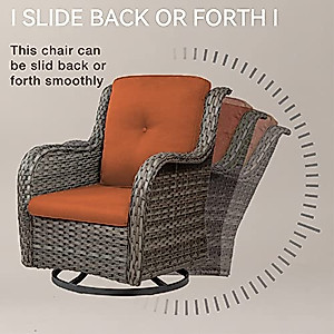 Joyside 5 Piece Outdoor Patio Furniture Set Wicker Conversation Bistro Set Swivel Rocking Chairs with Side Table and Ottomans for Garden, Backyard, Porch, Deck(Mixed Grey/Green)