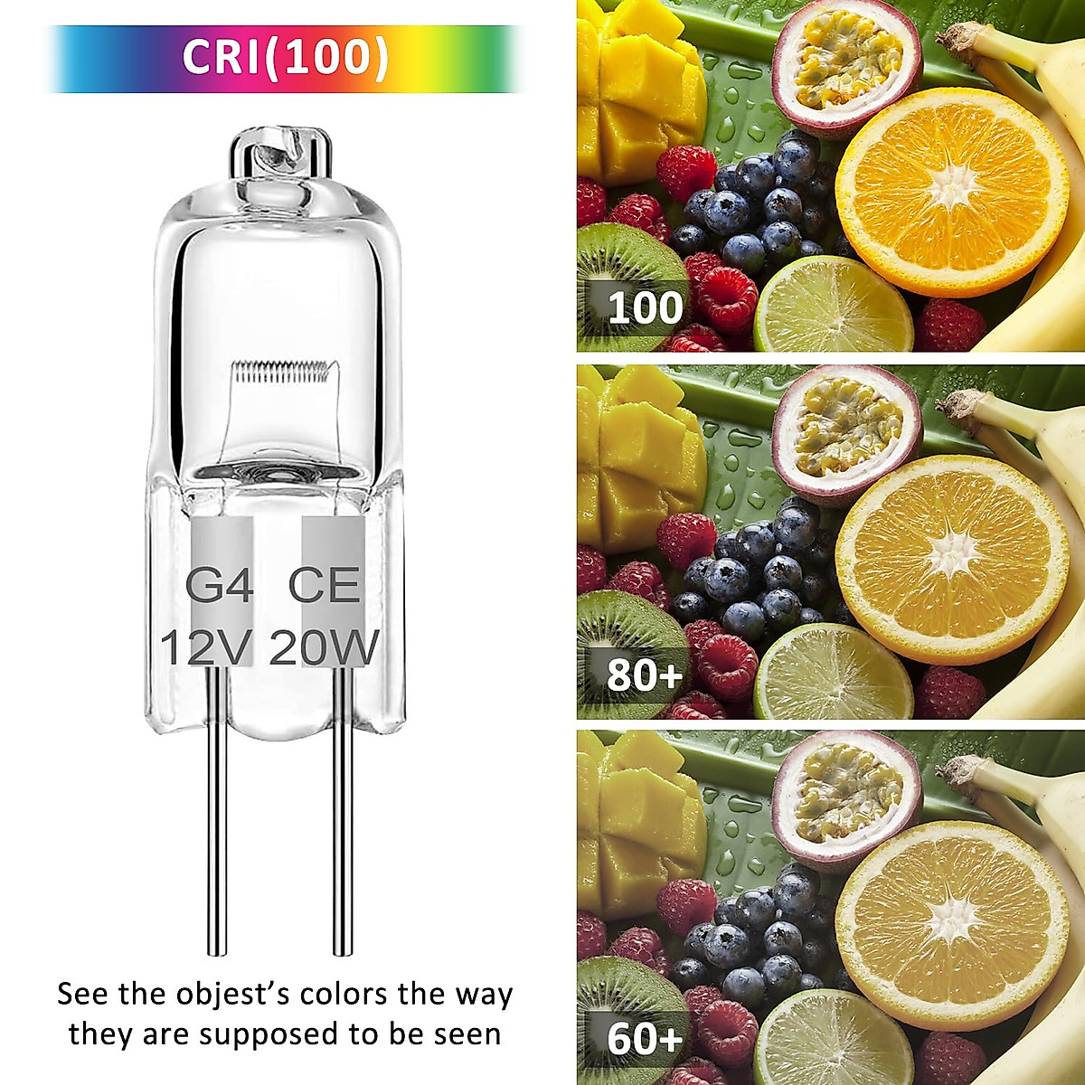 Ugvmn G4 Halogen Light Bulbs 20W 12V Clear Capsule Halogen Light Bulb 2 Pin Warm White 2700K Dimmable, Bi-Pin G4 Base for Cooker Hood, Crystal Chandeliers, Bathroom, 10 Pack