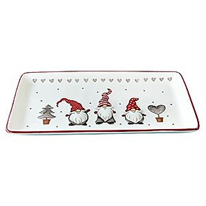 Rectangular Platters Porcelain Serving Plates Christmas Gnomes for Serving Salad Pasta Cheese Appetizer Ham Dishwasher Safe