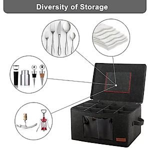 Foyego 2 Pack Wine Glass Storage Box with Dividers, Stemware Storage Containers for Packing and Moving, China Storage Containers Box for 12 Crystal Glassware, Wine Glasses, Drinkware