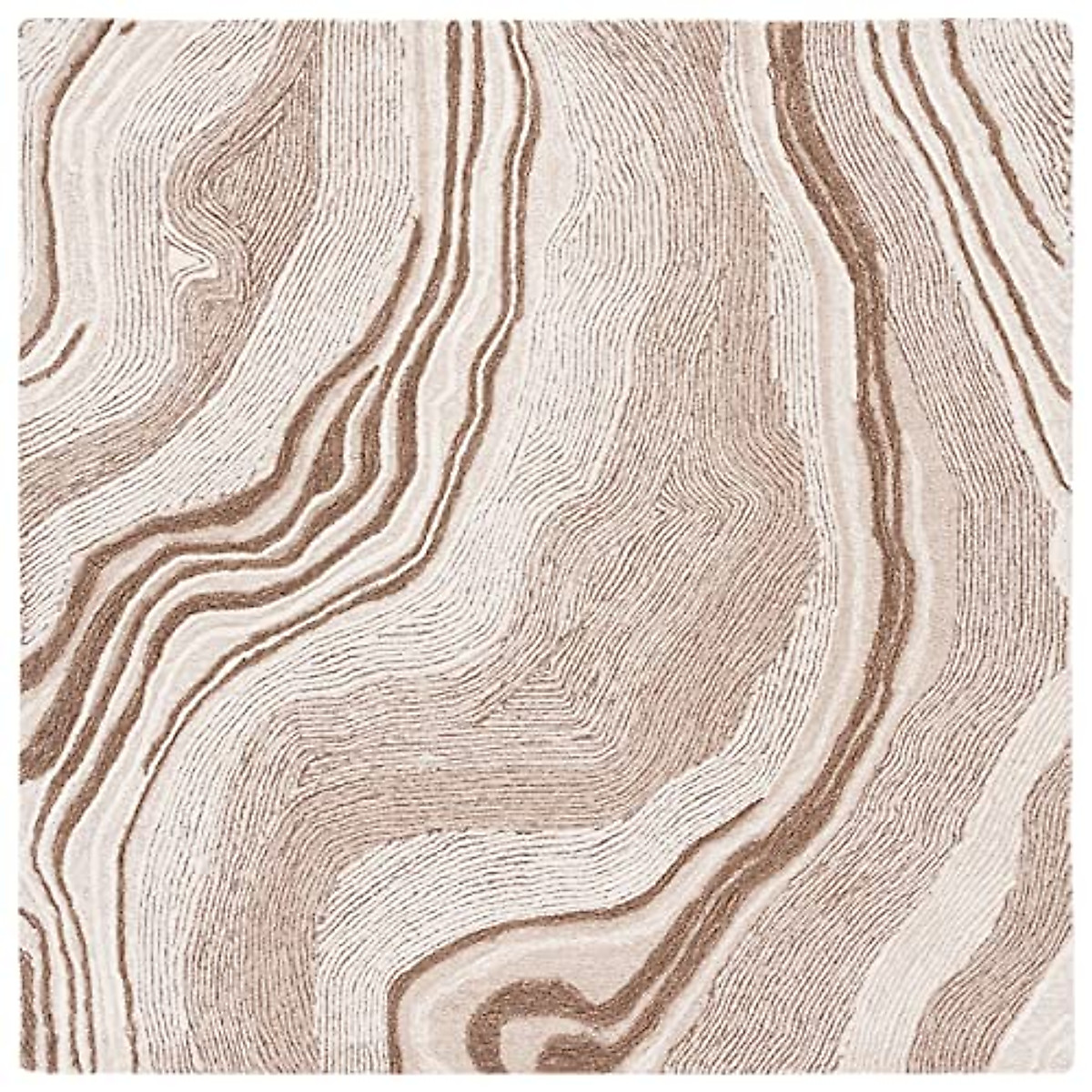 Safavieh Fifth Avenue Collection 8' x 8' Square Beige/Ivory FTV121B Handmade Modern Abstract New Zealand Wool Area Rug