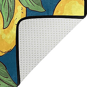 ALAZA Tropical Yellow Lemon Navy Blue Area Soft Non Slip Floor Mat Washable Carpet for Bedroom Living Room 1 Piece 4x6 Feet