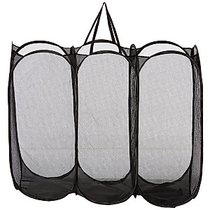 Wrapables Black Triple Component Mesh Hamper