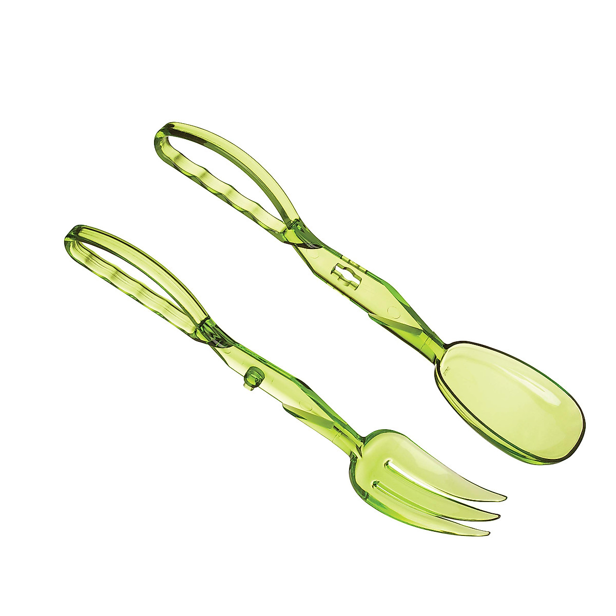 HIC Kitchen Salad Tongs, Hinged Design, Detachable Fork and Spoon, Set of 2