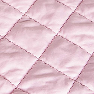 FLXXIE Machine Washable Microfiber Down Alternative Toddler Comforter, Super Soft and Lightweight Kids Crib Quilted Blanket for Stroller, Travel, 39x47 Inches, Pink