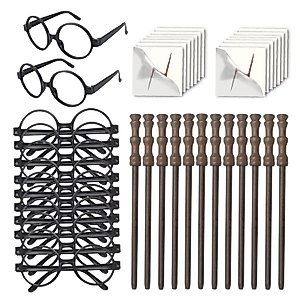 YoHold Wizard Party Supplies Set - Wand Pencils,Wizard Glasses with No Lenses,Lightning Bolt Scar Temporary Tattoo, Gifts for Magic Birthday Party Favors,School Reward,Halloween Decor,12pcs each