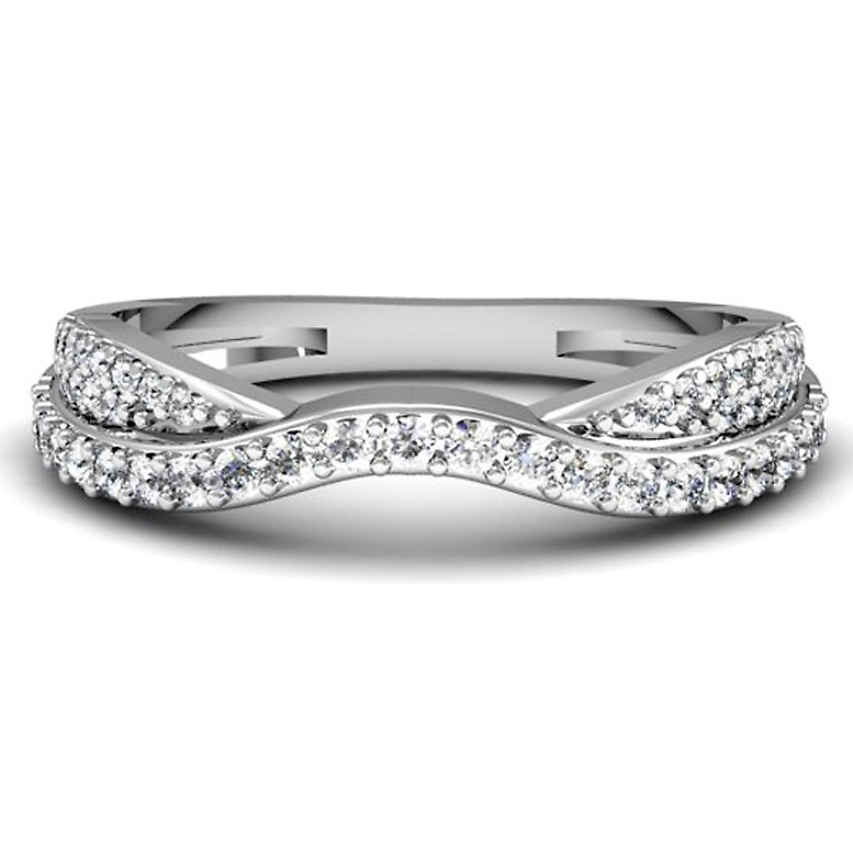 Dazzlingrock Collection 0.36 Carat (ctw) 18k Round Diamond Stackable Wedding Band for Women 1/3 CT, White Gold, Size 6