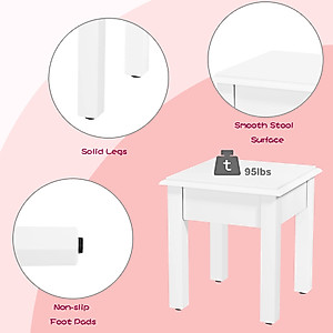 Kids Vanity - Little Girls Vanity Set with Mirror and Stool, Wooden 2 in 1 Toddler Vanity Makeup Desk Dressing Table with Detachable Top & Drawer, Princess Vanity Dresser Set for Little Girls, White