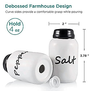 Salt and Pepper Shakers Set - Ceramic Salt and Pepper Shakers, Adorable Salt and Pepper Set for Kitchen Decor, Perfect for Cooking, RV, BBQ, Set of 2, 4 OZ