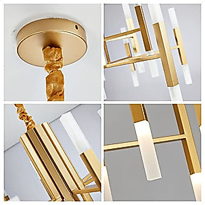 BOKT Modern Gold LED Sputnik Chandelier Mid Century Brushed Brass 24-Lights Round Chandelier Pendant Light Kitchen Island Vintage Industrial Flush Mount Ceiling Light Fixture