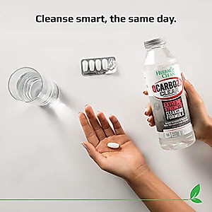 Herbal Clean QCarbo 20 Same-Day Premium Detox Drink, Strawberry Mango Flavor, 20 Fl Oz, and Tablets, 5 Count