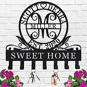HRZSIGNFC Personalized Key Holder for Wall, Metal Key Hooks for Wall, Wall Key Holder, Custom Name Key Rack for Wall, Coat Rack, Towel Rack, Key Hanger for Wall, Custom Name Key Holder
