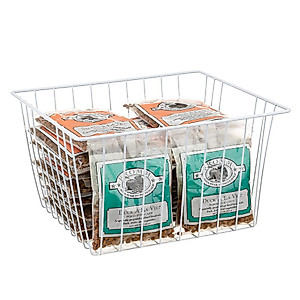 Freezer Basket Organizer, Refrigerator Metal Wire Storage Divider, Household Container Bins with Handles for Kitchen, Pantry, Cabinet, Closets - Pearl White (6, 11in x 10in x 5.5in)