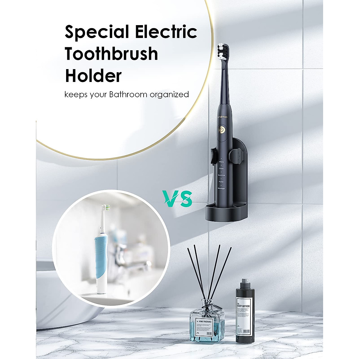 Electric Toothbrush for Adults - oraimo Rechargeable Power Toothbrush with 8 Dupont Brush Heads, Sonic Toothbrush Holder, 5 Optional Modes, 2 Minute Smart Timer, 3 Hours Fast Charge for 60 Days, ET1C