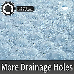 Yimobra Shower Bathtub Mat Non Slip, 21x21 Inch, Soft Square Bath Mat for Tub with Suction Cups and Drain Holes, Stall Floor Mats for Bathroom, Machine Washable, Bathroom Accessories, Light Blue