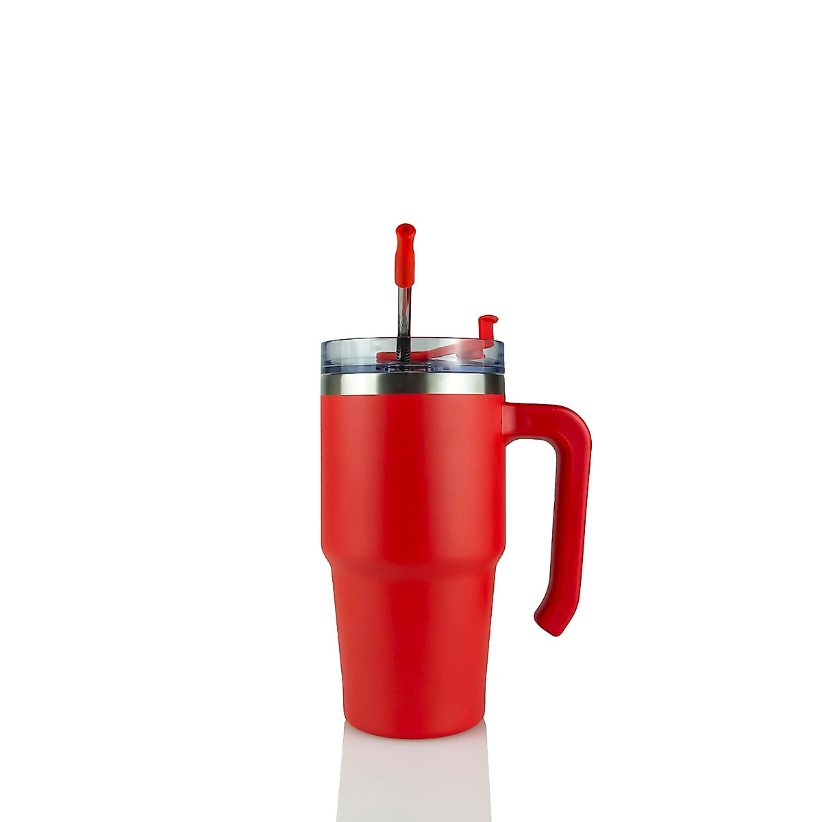 Hogg 20oz Grippy Tumbler with Removable Handle, Lid, and Stainless Steel Straw, DIY, Customizable, Double Wall Insulated Tumblers (Red)