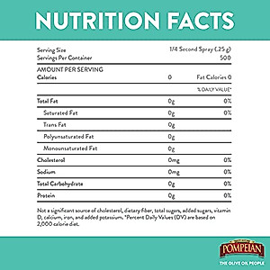 Pompeian 100% Grapeseed Oil Non-Stick Cooking Spray, Perfect for Stir-Frying, Grilling and Sauteing, Naturally Gluten Free, Non-GMO, No Propellants, 5 FL. OZ., Single Bottle