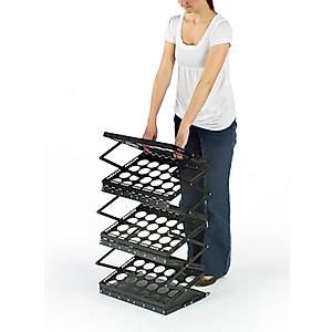 Displays2go LRJNYA3BLK 6-Pocket Portable Magazine Rack, Double-Sided Folding Literature Display, Black Metal