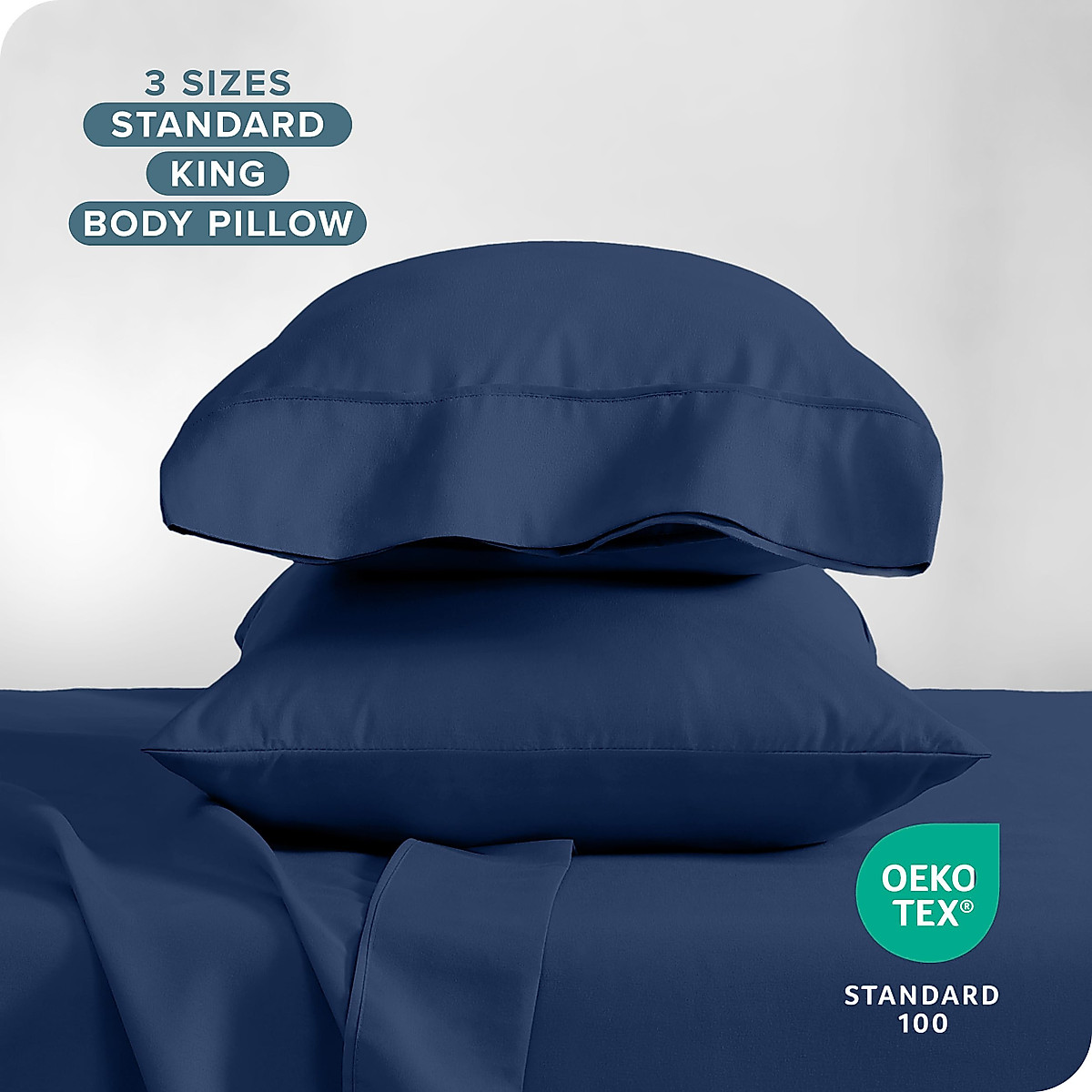 Bare Home Microfiber Pillow Cases - King Size Set of 2 - Cooling Pillowcases - Double Brushed - Dark Blue Pillowcases 2 Pack - Easy Care (King Pillowcase Set of 2, Dark Blue)